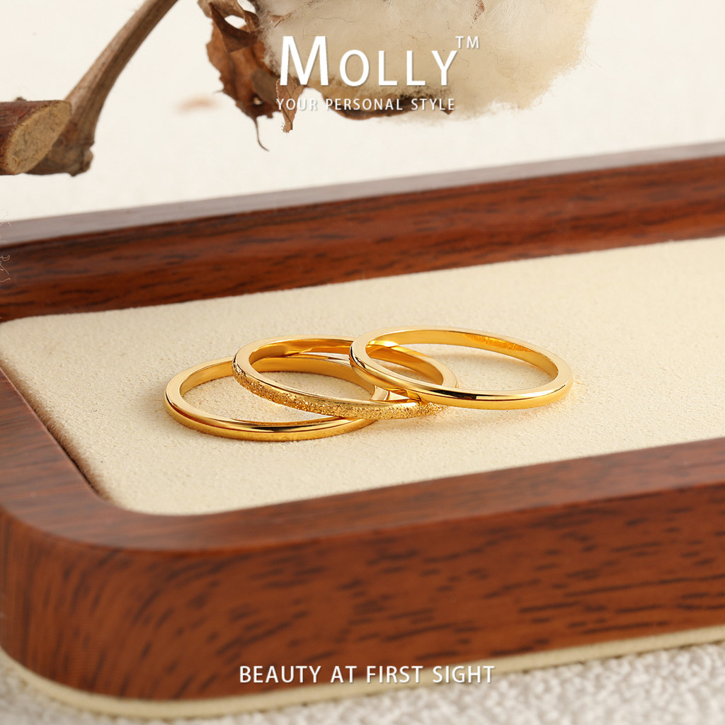 3 Piece Set Stainless Steel Matte Surface Ring for Women Non Fade 18K ...