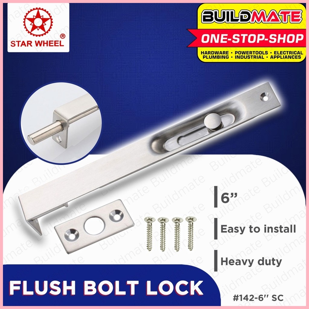 STAR WHEEL 6 Inches Door Inside Flush Bolt Lock #142-6'' SC 100% ...