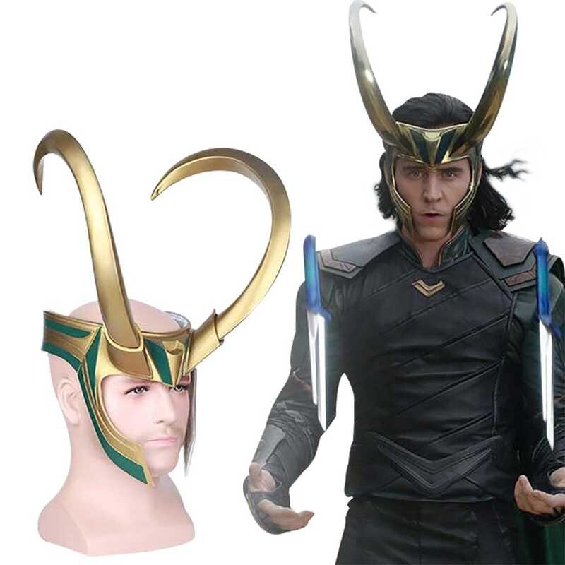 Superhero Helmet With Horns Movie Thor 3 Ragnarok Loki Laufeyson PVC ...