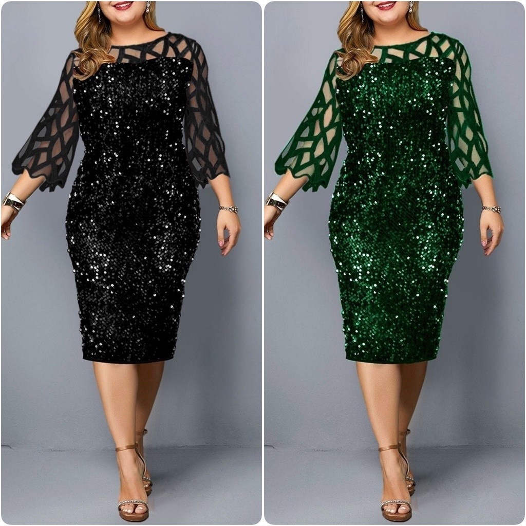 【Ship From Manila+COD】Plus Size Evening Gown 2024 - Elegant Sequin ...