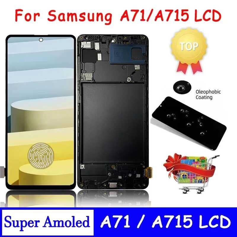 Super AMOLED A71 LCD With fingerprint Display Touch Screen For Samsung ...