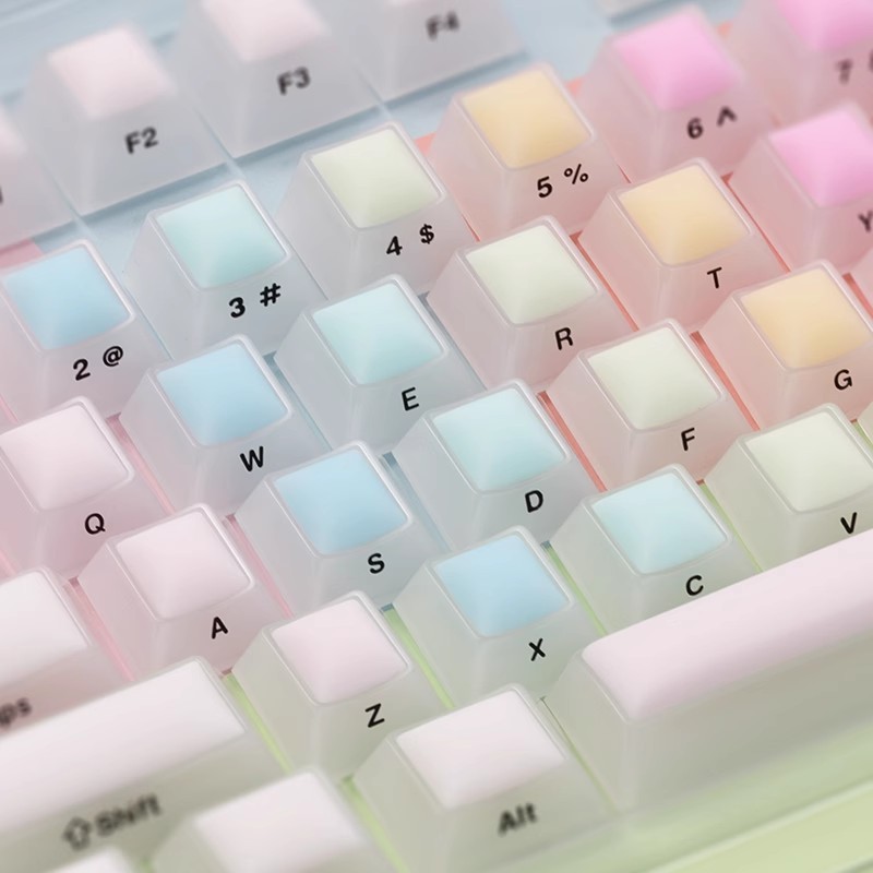 Rainbow Fudge Keycap 124 Keys PC Silicone Dye Sublimation Mechanical ...