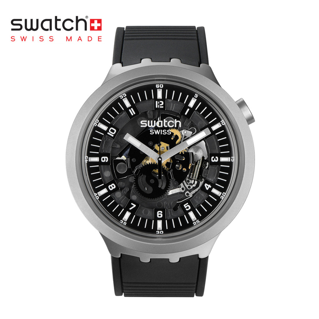 Swatch Big Bold Irony Dark Irony SB07S105 Black Rubber Strap Watch ...