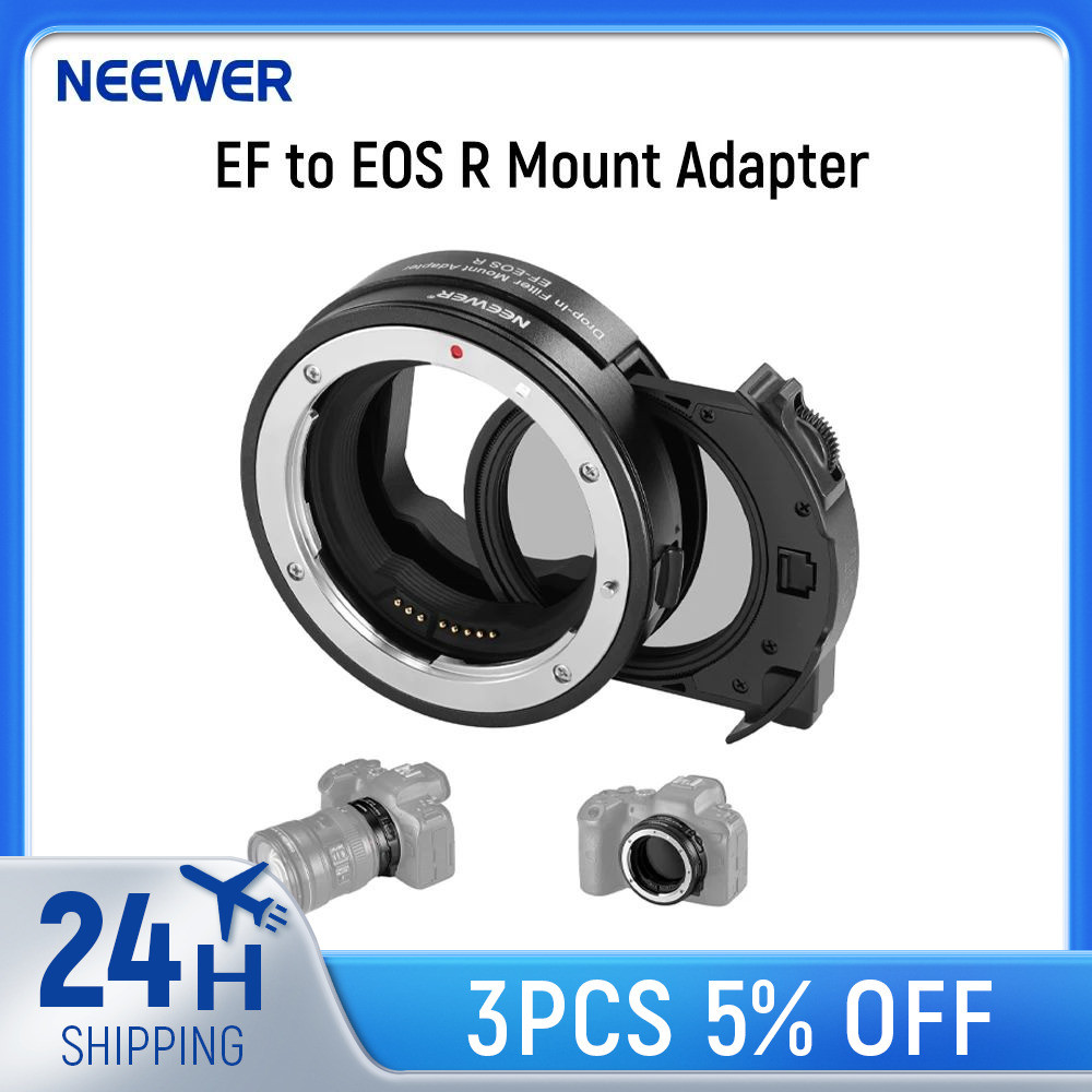 NEEWER EF to EOS R Mount Adapter with Drop in CPL Filter Autofocus Lens Converter Ring For Canon ...