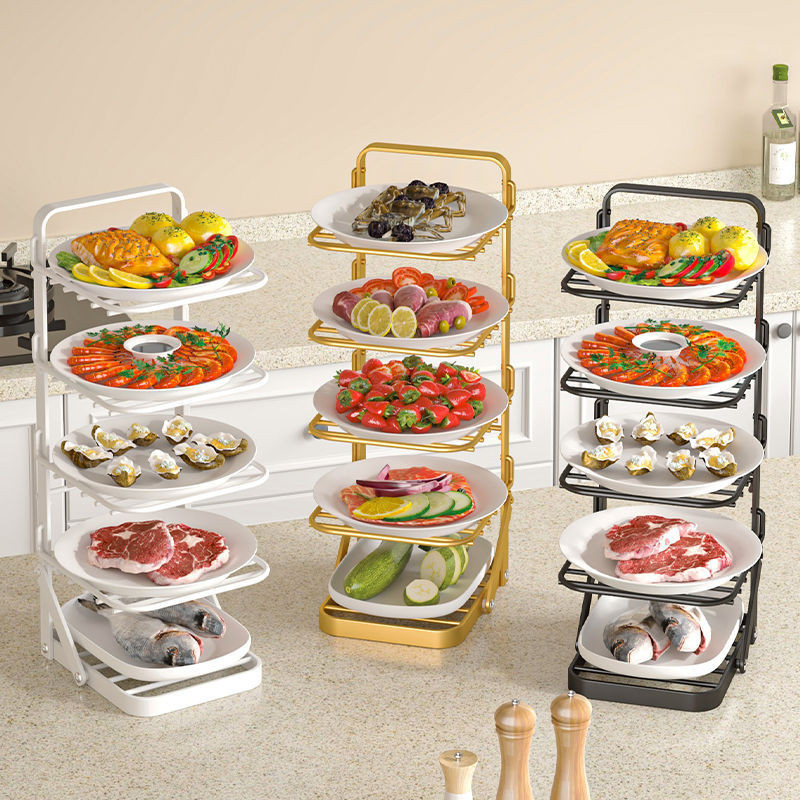 Kitchen Foldable Storage Rack Multi-layer Food Tray Food Preparation ...