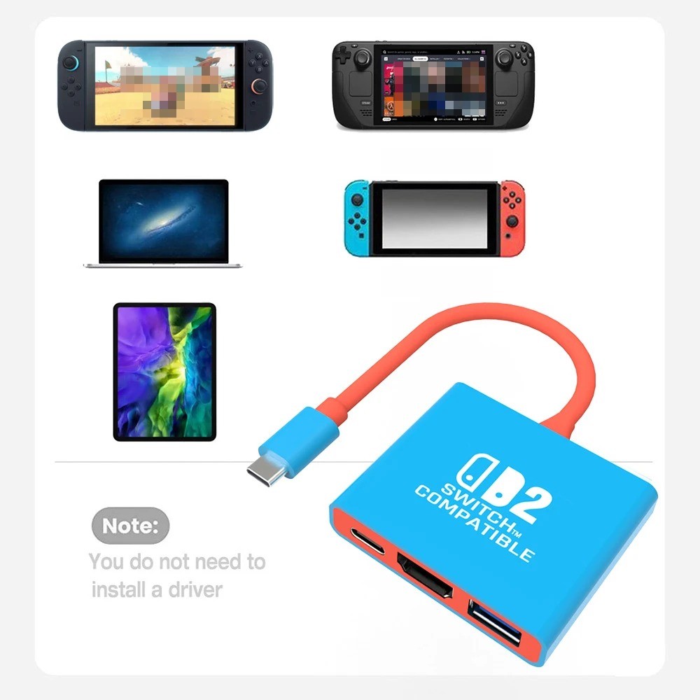 For Switch2 Dock 4K HDMI USB 3.0 Hub Adapter USB C Splitter TV Portable Docking Station for ...