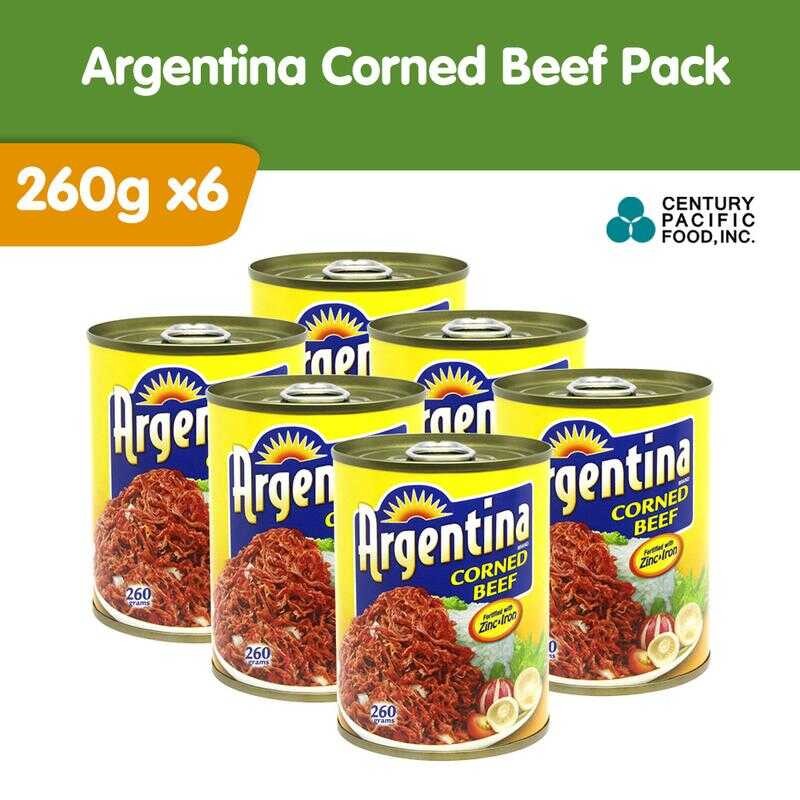 Argentina Corned Beef 260g Pack of 6 - 100% Pure Beef, High Protein ...
