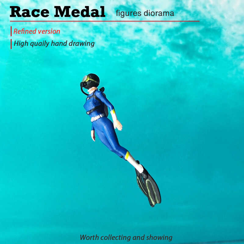 Miniature 1/64 Diving Figurine Deep Sea Diving Girl Epoxy Resin Gift ...
