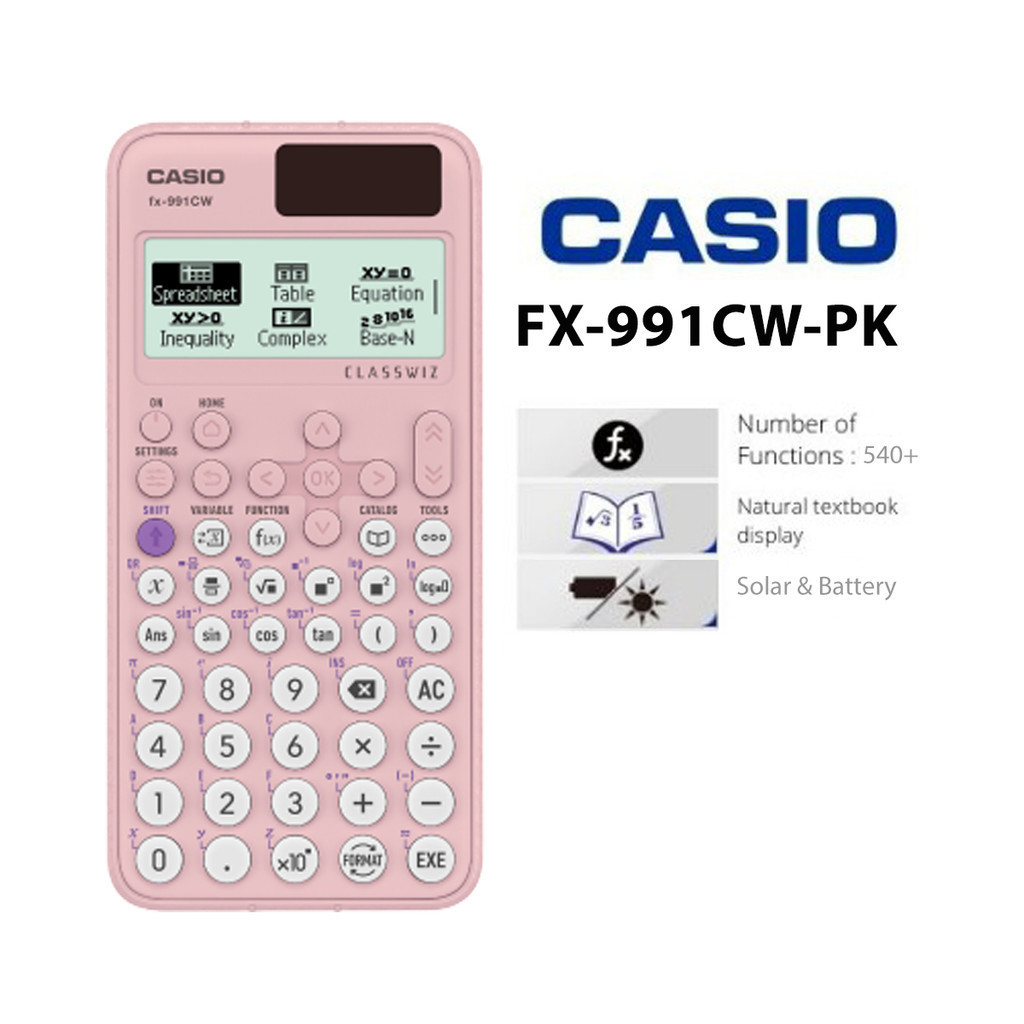 Casio FX-991CW-PK Pink Advanced Scientific Calculator | CLASSWIZ ...