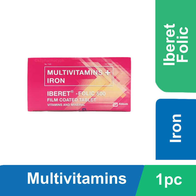 Iberet Folic 500 Tablet Multivitamins Iron L Vitamin B Complex Baa B8e ...