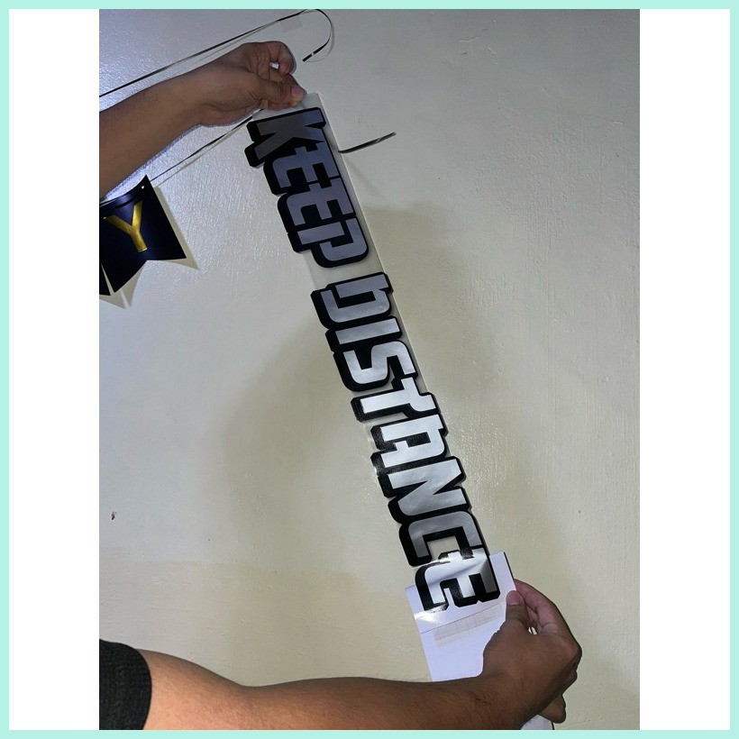 KEEP DISTANCE With Black Outline Cutout Vinyl Sticker | Shopee Philippines