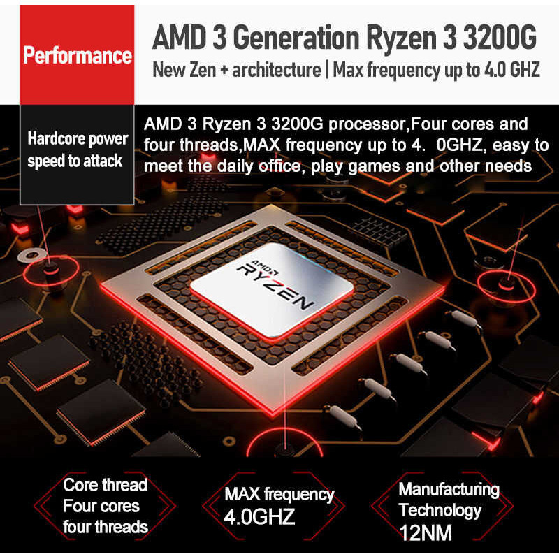 PC Set Gaming Desktop Computer Set Ryzen 5 5600G Ryzen 3 3200G With 8G ...