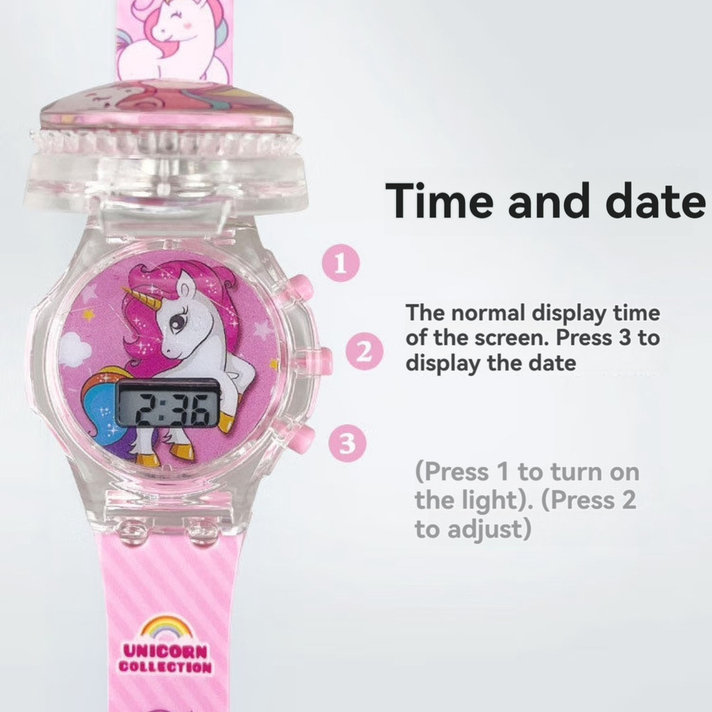 Kegllect Children's Digital Watch Kids Music Cartoon Unicorn Toy ...