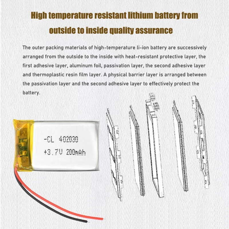 LY 402030 3.7V 200MAH Li-Ion Lipo CellS LitHium Li-Po Polymer ...