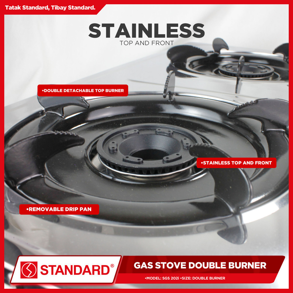 Standard Gas Stove Double Burner LPG Stove Stainless Steel Automatic ...