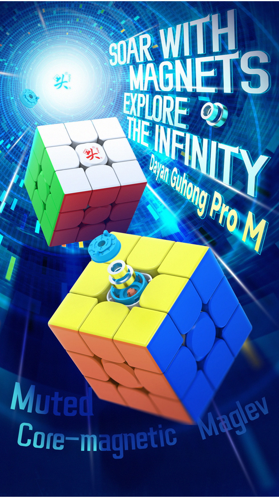 Dayan Guhong PRO M Maglev 3x3 Magic Cube PROM Magnetic Spring Magic ...