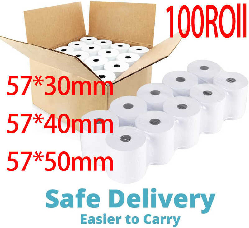 100Roll High Quality Thermal For Receipt Printers(White) 57X40mm ...