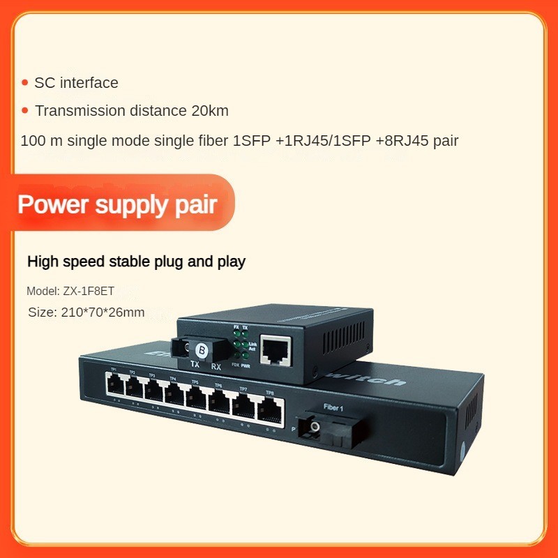 Optical Fiber Single Mode Single Fiber Switch 1SFP+1/2/4/8RJ45 Switch ...
