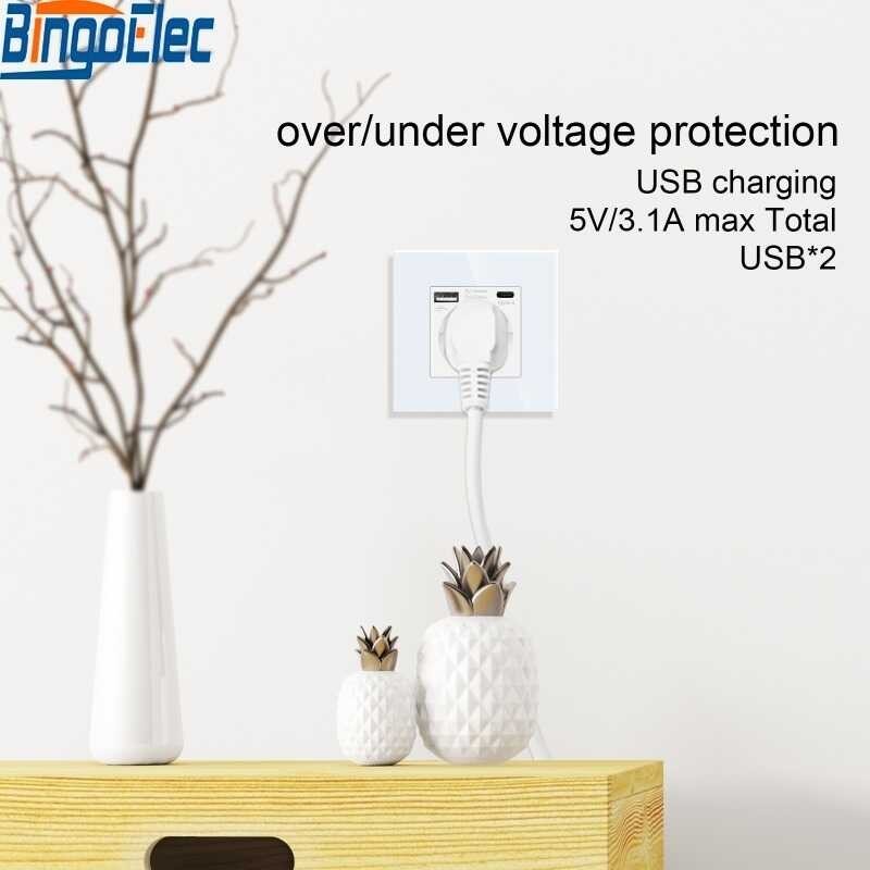 EU Wall Sockets USB Scoket Outlet Na May Type-C 20W Fast Charge Crystal ...