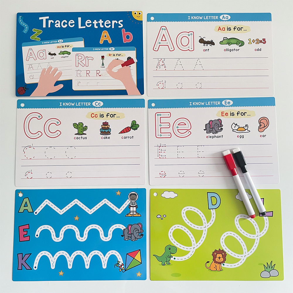 16 PCS 26 Letter Tracing Flashcards Dry Erase Preschool Alphabet ...