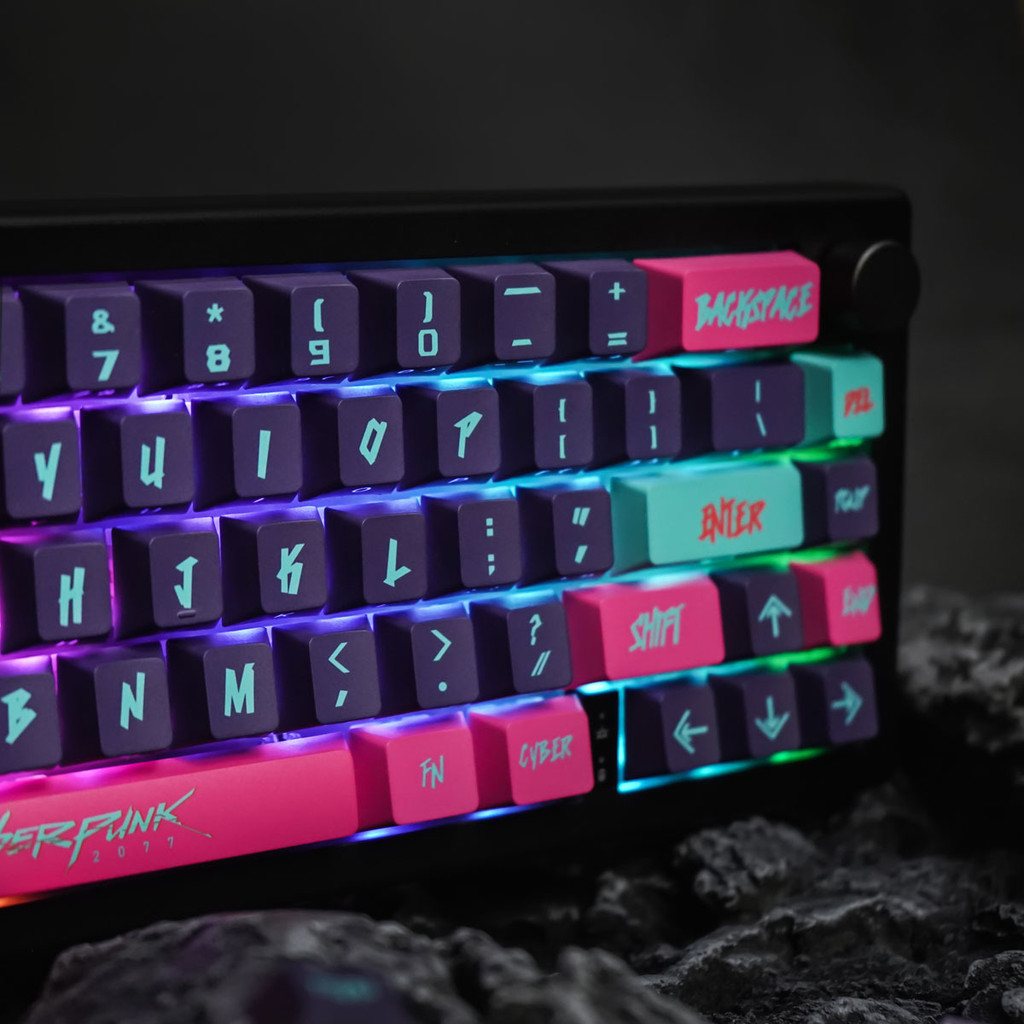 Cyberpunk Pink Yellow Marble Side Carved Transparent Mechanical ...