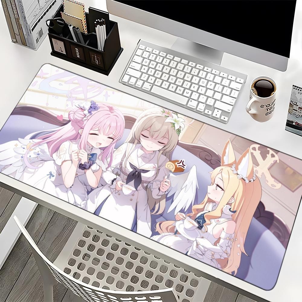 Anime Girl Cute Green Storage Mouse Game Pad 600x300mm Black Japanese ...