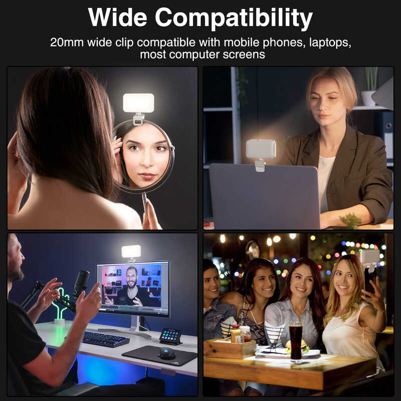 Fill Clip-On 1000 Mah Rechargeable LED Selfie 360° Rotation Video Light ...