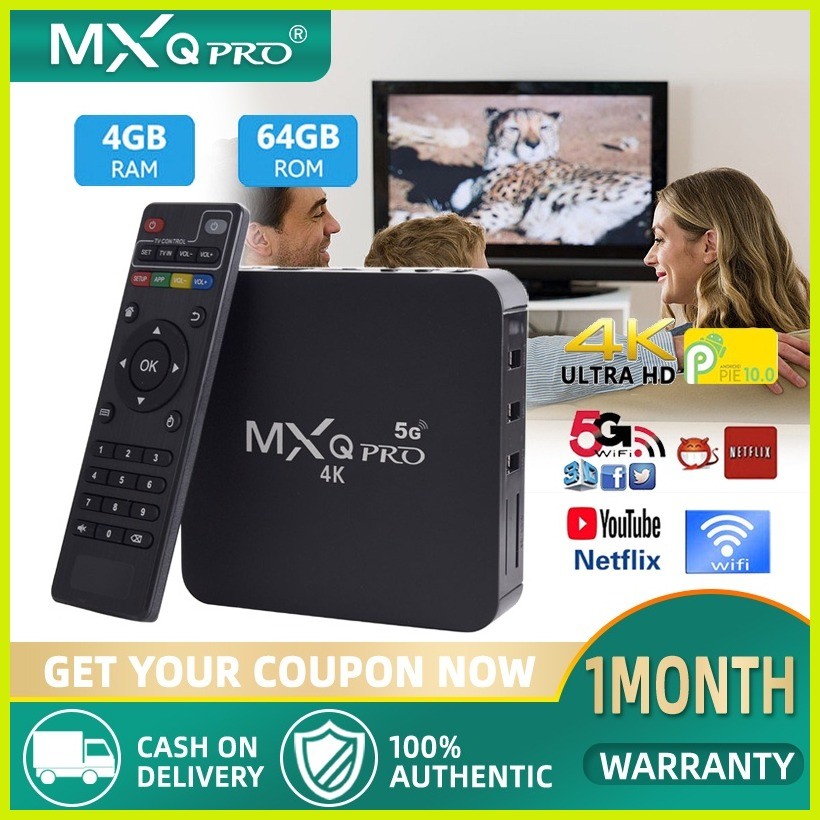 ⭐ ♕ mxq pro tv box 4k 5g 4gb 64gb wifi box for non smart tv android ...