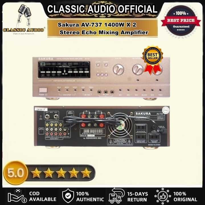 Sakura Av-737 1400W X 2 Stereo Echo Mixing Amplifier CLASSIC AUDIO ) (Original) | Shopee Philippines