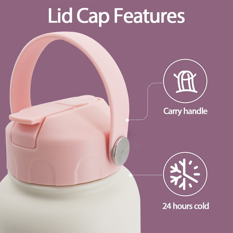 LINBAI Flask 32oz Tumbler Set Straw Lid Cap Freesip Vacuum Insulated ...