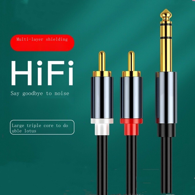 Audio Cable One Point Two 6.5mm to Double Lotus Red White Audio rca ...