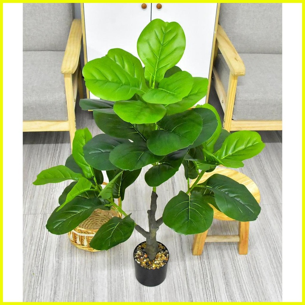 ☢ Artificial plant Artificial Fiddle Leaf Fig Tree with Pot Fake Ficus ...