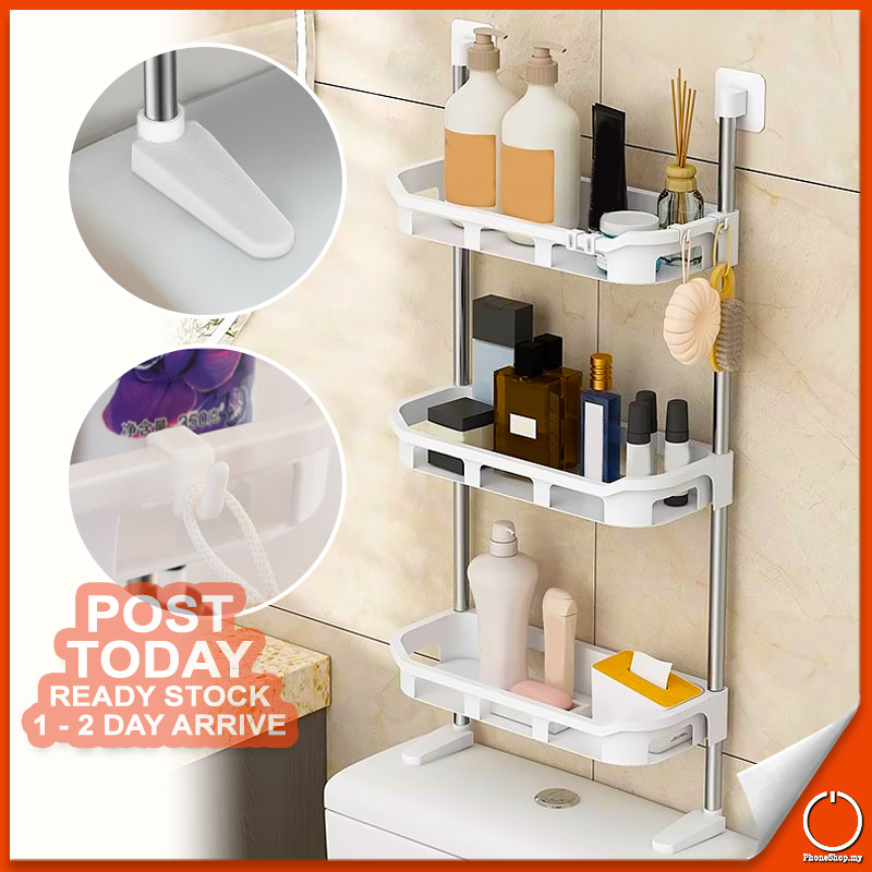 KEEP ORGANIZE 2/3 Layers Bathroom Storage Rack Seamless Toilet Shampoo ...