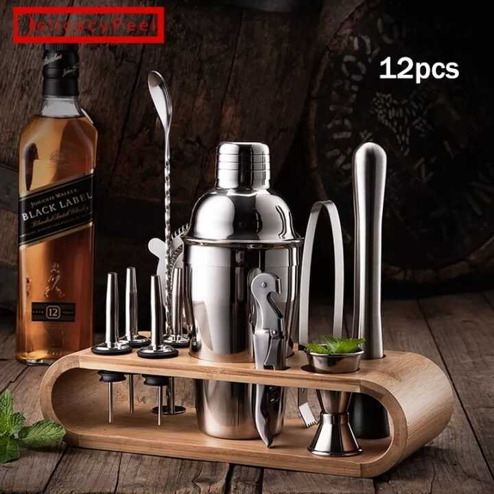 12Pcs/Set 550 ml Stainless Steel Shaker Bar Set Alcohol Red Wine tail ...