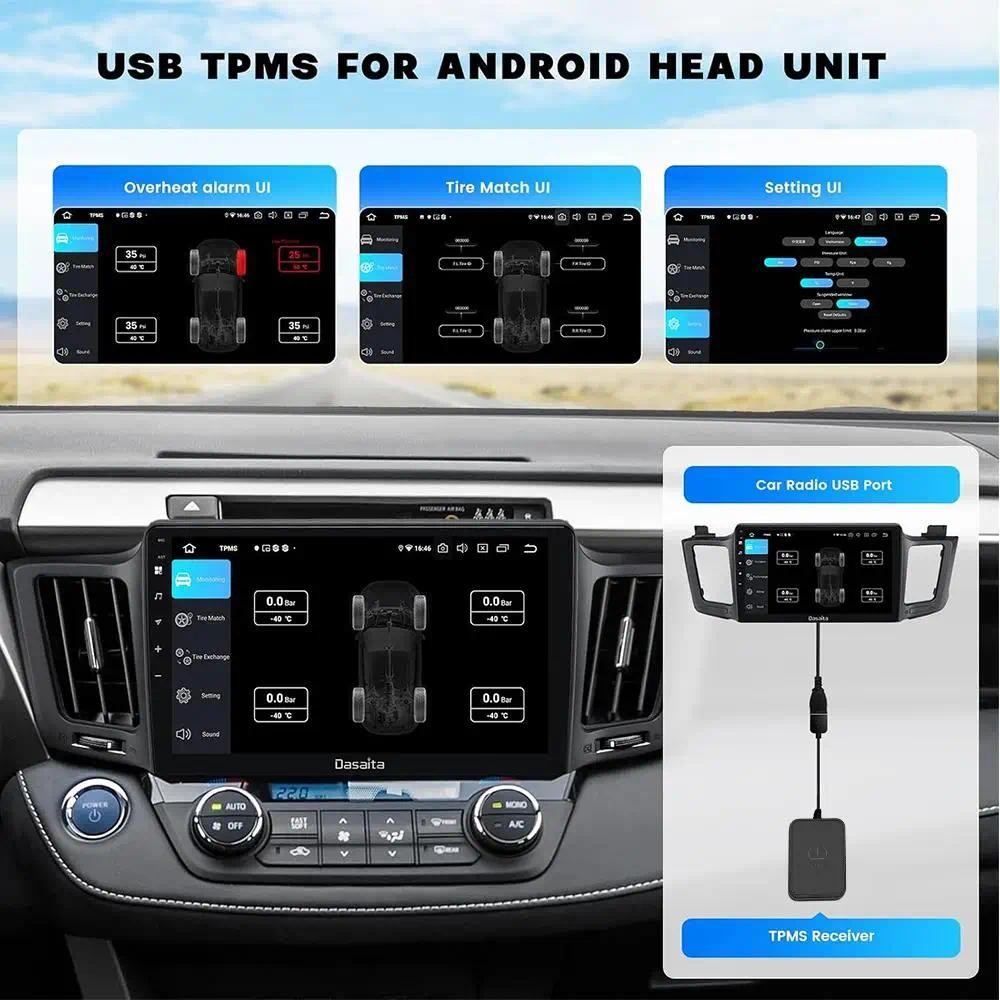 Usb Android Car Tpms Wireless Transmission Tire Pressure Monitoring Systemandroid Navigation