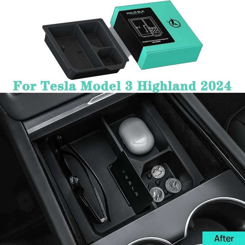 A HALO BLK For Tesla Model 3 Highland 2024 Center Organizer Tray, Two ...