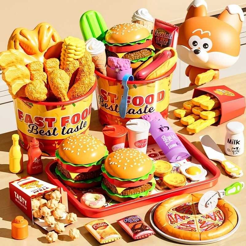 House Kitchen Burger Set Kids Toys Pretend Play Food DIY Hamburger Dswd ...