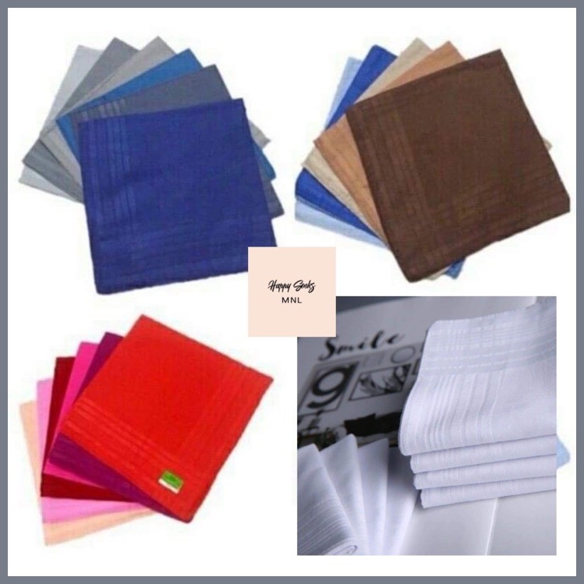 ♟ ℡ 12pcs White -Plain Colored cotton handkerchief Panyo | Shopee ...