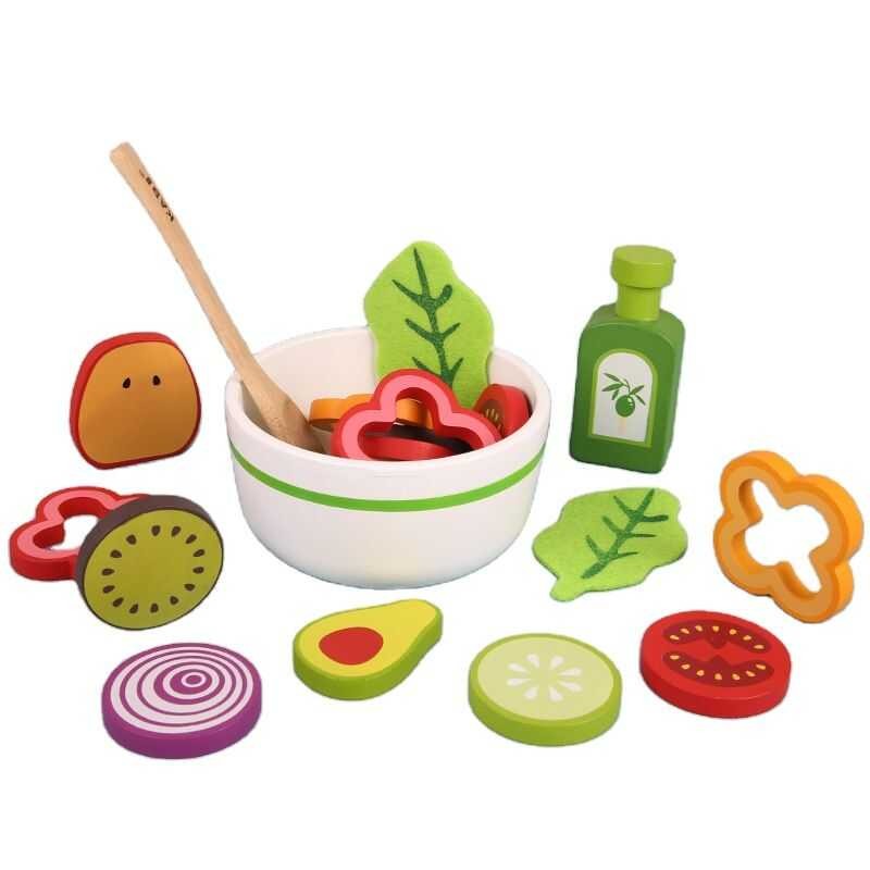 Wooden Salad Set Kitchen Toys Lutu Lutuan Master Kit Educational Play ...