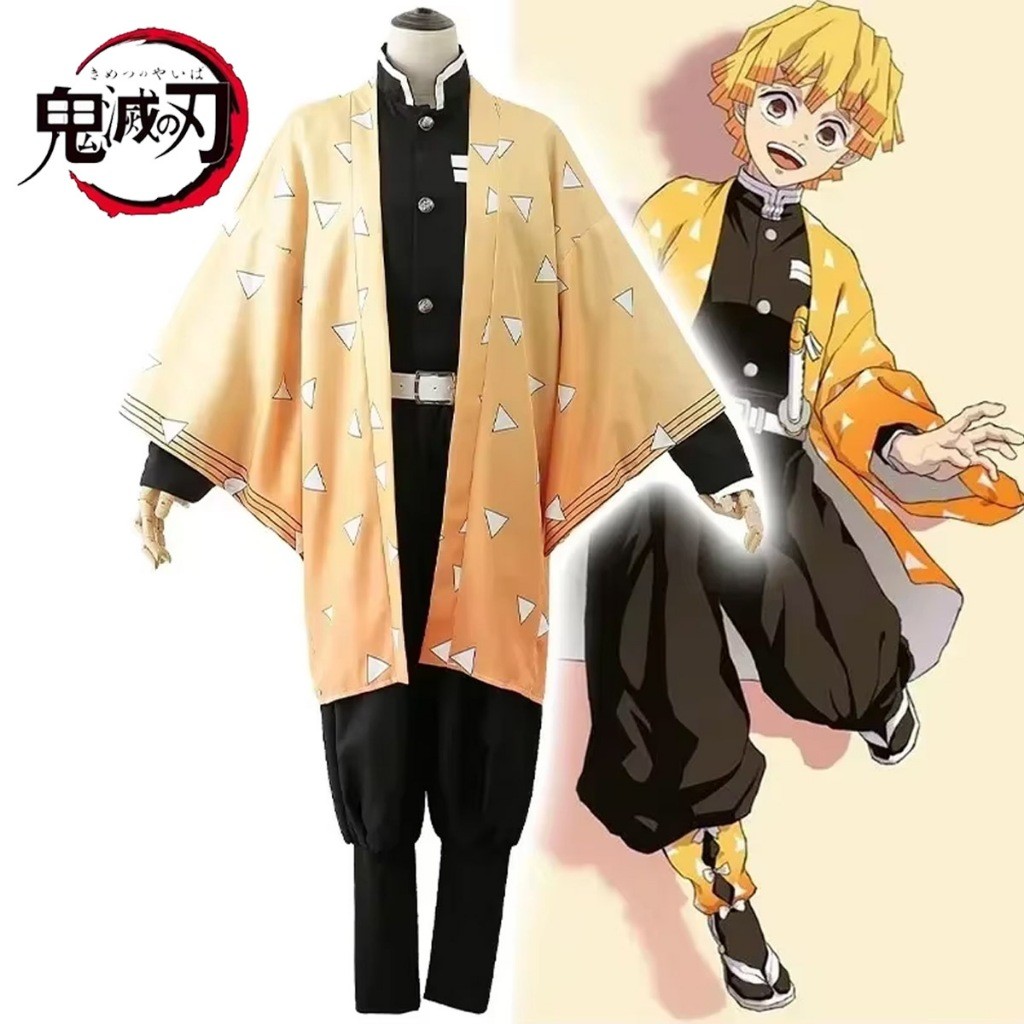 Anime Demon Slayer Kimetsu no Yaiba Agatsuma Zenitsu Costume Cosplay ...