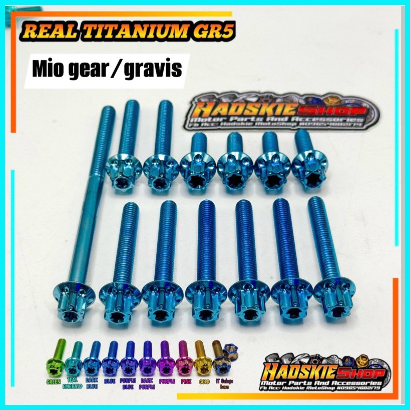 REAL TITANIUM GR5 MIO GEAR/GRAVIS CRANKCASE BOLTS SET (13pcs) | Shopee ...