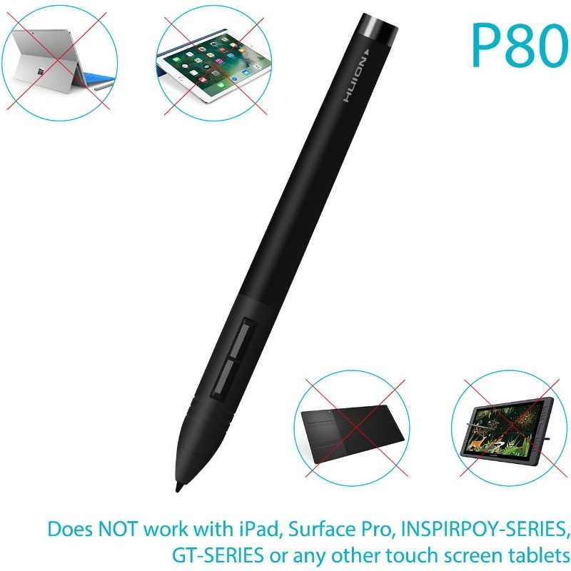 Huion P80 Rechargeable Digital Pen Stylus for Graphics Drawing Tablet ...