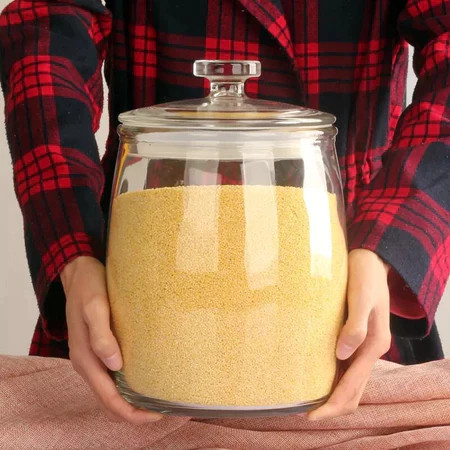 Glass Rice Dispenser 10kg With Lid Glass Storage Airtight Container ...