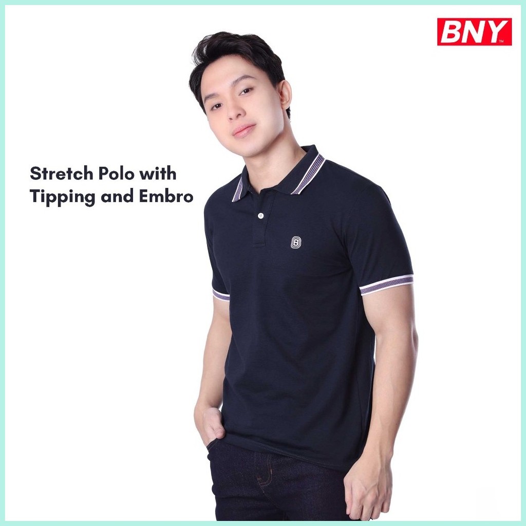 BNY Men's Stretch Polo Shirt With Tipping And Embro (004) | Shopee ...