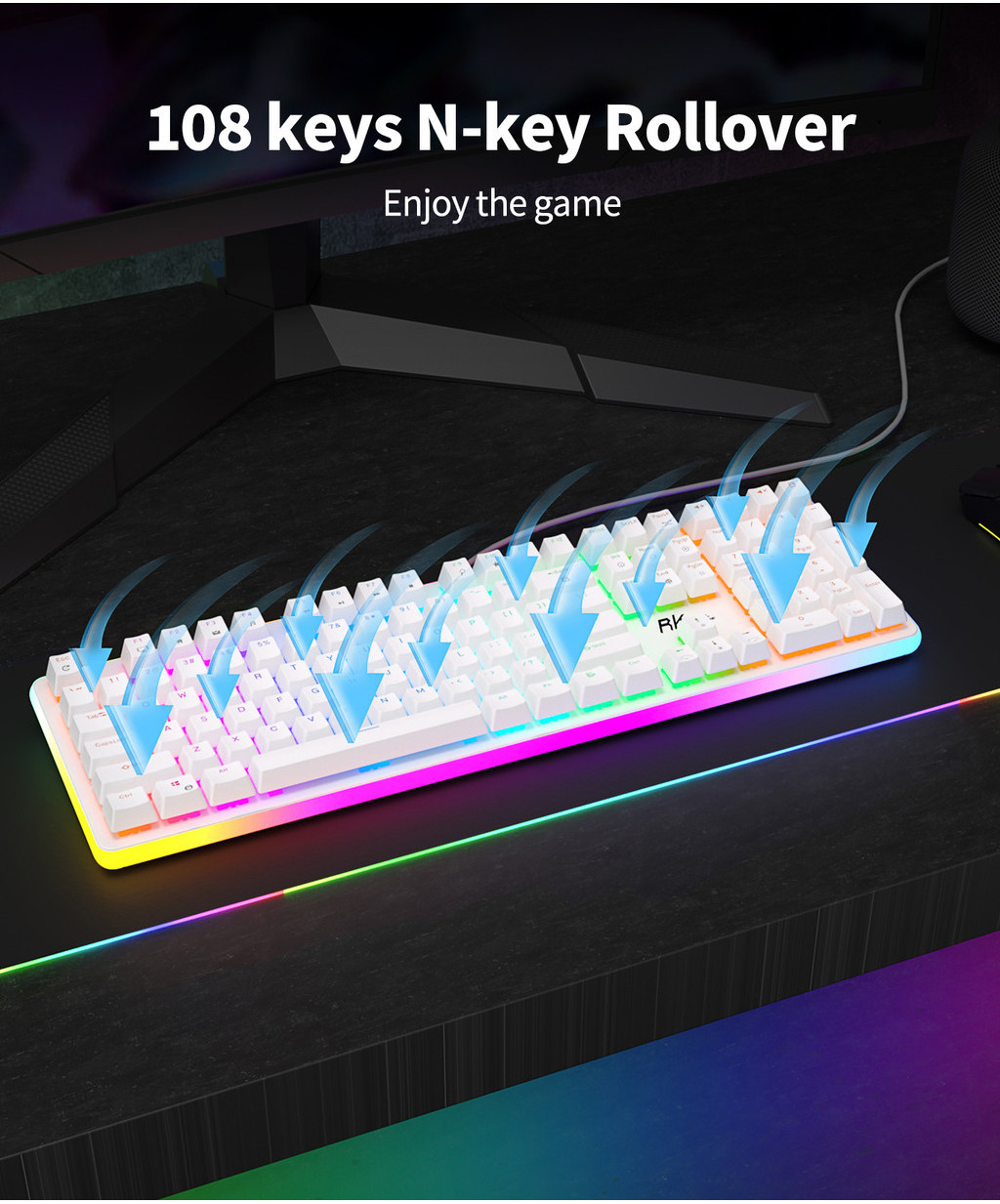 Royal Kludge RK918 Full RGB Backlit Wired Mechanical Keyboard Gateron ...