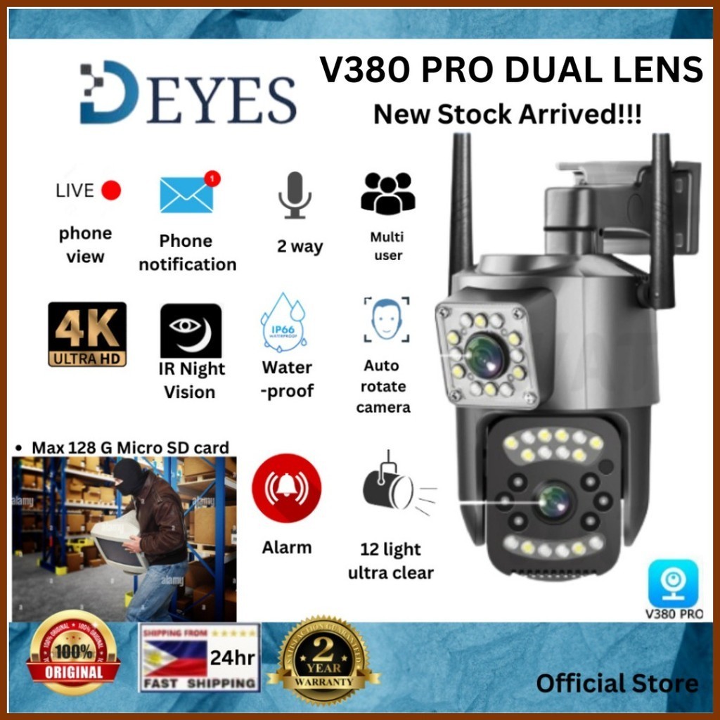 ♒ V380 PRO HD 1080P CCTV Camera dual lens outdoor CCTV waterproof 360 ...