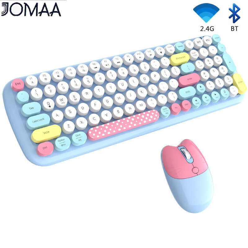 joa & mofi cute keycap 2.4g + bluetooth wireless set para sa pc laptop ...