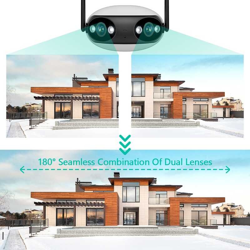 4K Dual 8Mp Lens Wide Angle 180° Wifi IP Outdoor Human Detect Ultra ...