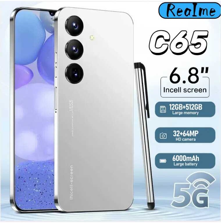 Newest Reaime 2024 C65 6.8 Inch HD Full Screen Smart Phones 12+512Gb ...