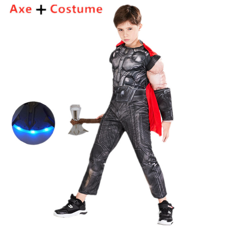 Thor Muscle Kids Toy Light Up Axe Halloween Cosplay Costume Movie ...
